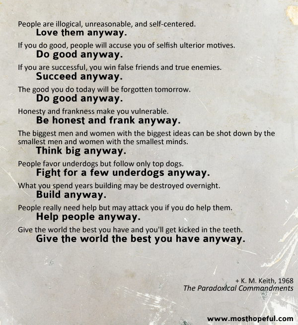 the paradoxical commandments | most hopeful